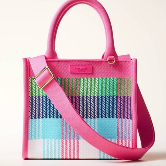 kate spade | Bags | Kate Spad X Target Plaid Knit Crossbody Bag Pink ...